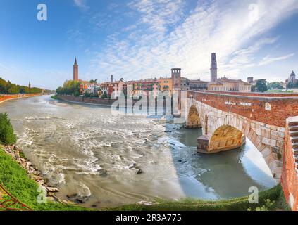 Amazing panorama of the ancient buildings of Verona Stock Photo - Alamy