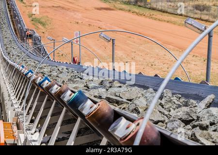 Platinum Mining and Processing of ore, Conveyor belt transporting ore ...