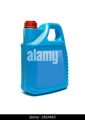Plastic canister with compressor oil on a white background. High ...