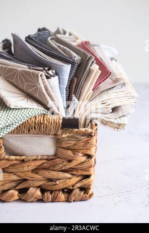 heap of cloth fabrics, close up Stock Photo - Alamy