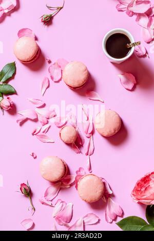 Pink macaroons filled with raspberry buttercream Stock Photo - Alamy
