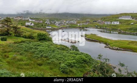 Scalpay of Harris Village Coastline Panorama, North Harbour, Scalpay of ...