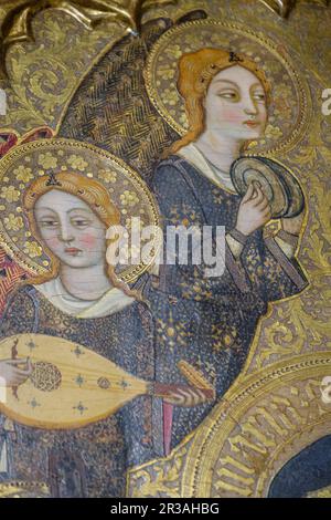 angels with lute and angel with cymbals, Mother of God of humility with ...
