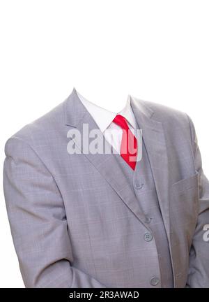 Business gray classic suit without head isolated on white background ...