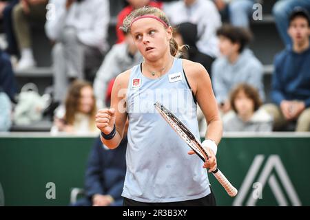 Alice ROBBE of France celebrates his point during the second qualifying ...