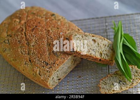 Wild garlic spelt bread Stock Photo - Alamy