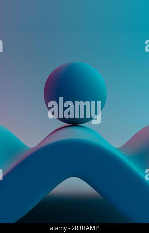 3D render of sphere on undulating surface Stock Photo - Alamy