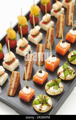 Selection of various canape Stock Photo - Alamy