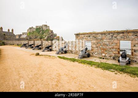 Elizabeth Castle, a tidal castle on an island in St Aubin’s Bay, St ...