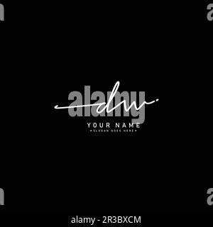 Initial Letter DW Logo - Handwritten Signature Style Logo - Simple ...