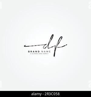 Initial Letter DF Logo - Hand Drawn Signature Logo - Simple Vector Logo ...