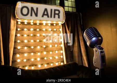 Retro vintage Condenser Microphone in a studio Stock Photo - Alamy