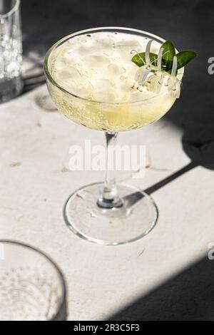 A glass of Hugo (cocktail with prosecco and elderberry syrup Stock ...