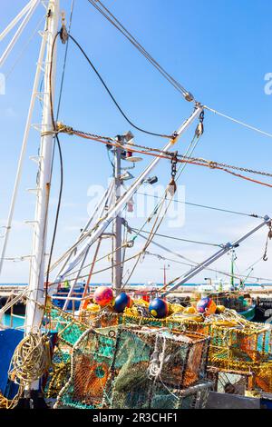 Crayfish nets and traps on a small fishing boat Stock Photo - Alamy