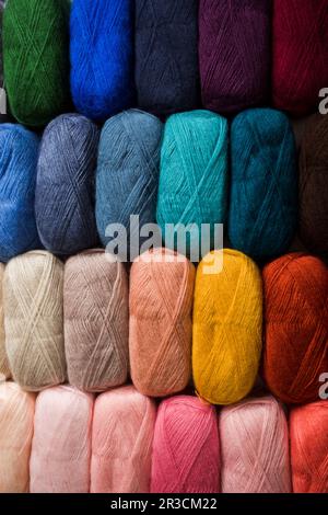 Color palette of wool yarn balls spectrum palette Stock Photo - Alamy