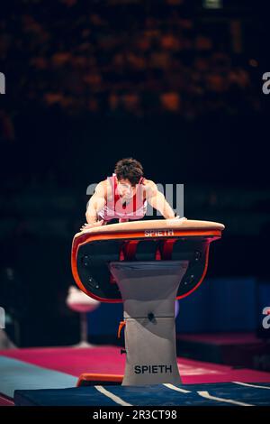 Leo Saladino participating in the 2022 Munich European Gymnastics ...