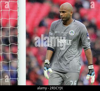 Wigan Athletic's Ali Al Habsi celebrates his teams first goal..Barclays ...