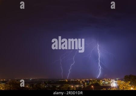 Large Lightning Strike to ground Stock Photo - Alamy