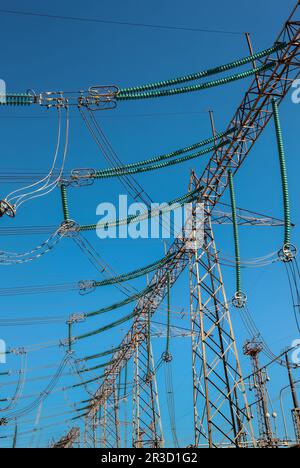 High Voltage Industrial sized electrical power lines Stock Photo - Alamy