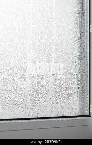 Environmental problems. Condensation on metal -plastic windows Stock ...