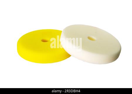 Special multi-colored sponges for polishing the car after painting on a ...