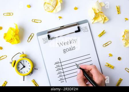 Weekly goals planner on white background. Planning week to stay ...