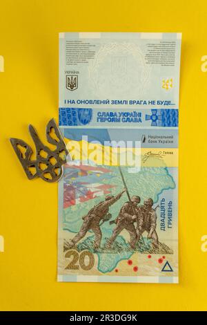 Ukrainian money. Twenty hryvnia collection banknote of the national ...