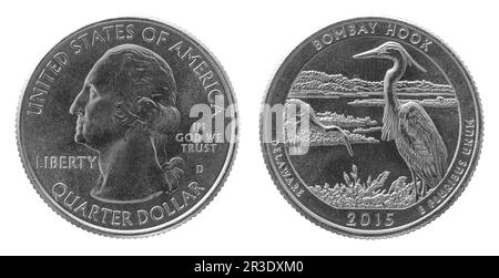 Delaware state quarter coin isolated on white background Stock Photo ...