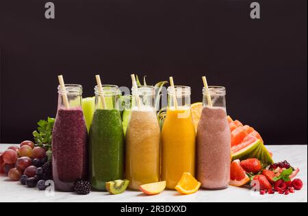 The set of colorful smoothies with exotic fruits Stock Photo - Alamy
