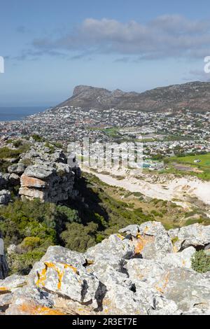 Fish Hoek residential neighborhood viewed from the top of Peerâ€™s Cave ...