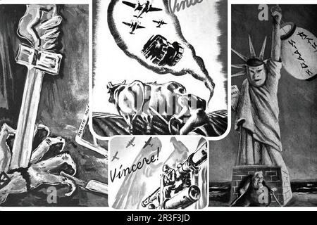 Propaganda of the Italian Fascist Regime of the dictator Mussolini ...