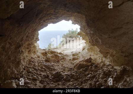 Tal-Mixta Cave, L-ghar ta'Mixta, Ramla Bay, Gozo, Malta Stock Photo - Alamy