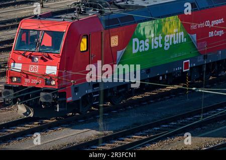 Train formation facility, marshalling yard, freight trains, Hagen, Ruhr ...