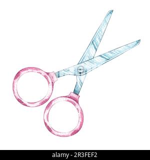 Pink kids' scissors isolated on white background. 3D illustration Stock ...