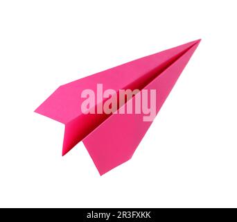 Pink paper plane origami isolated on a blank white background Stock ...