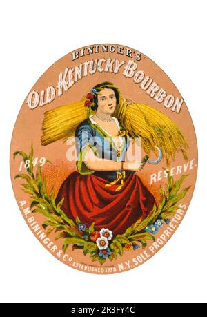 Vintage advertisement for Bininger's old Kentucky bourbon 1849 reserve ...