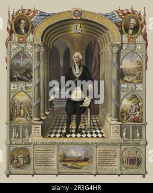 George Washington as a Freemason, full-length portrait, standing, in ...