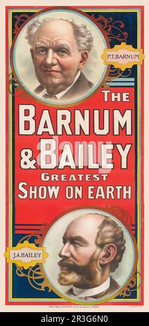 Vintage Barnum and Bailey circus poster showing a program cover, circa ...