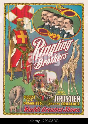 Vintage Ringling Brothers circus poster of a medieval street parade ...