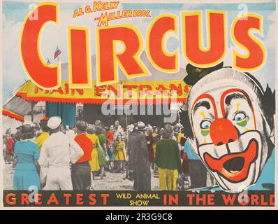 Vintage Kelly Miller circus poster showing two men in chariots racing ...