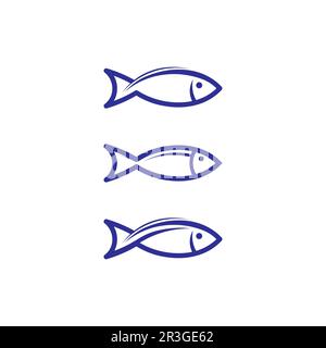 fish icons showing aquatic and animals logo tails and gills Stock ...