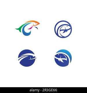 fish icons showing aquatic and animals logo tails and gills Stock ...