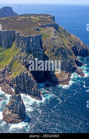 Aerial of the Tasman Island cliffs and lighthouse Stock Photo - Alamy