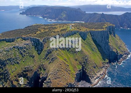 Aerial of the Tasman Island cliffs and lighthouse Stock Photo - Alamy