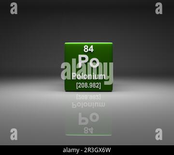 Cube with Polonium number 84 periodic table, 3d rendering Stock Photo ...