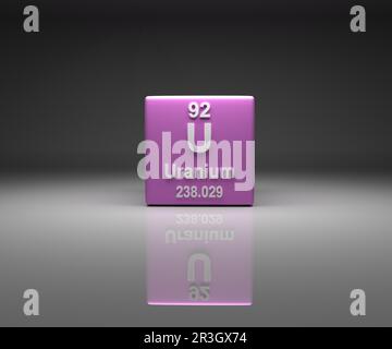 Cube with Uranium number 92 periodic table, 3d rendering Stock Photo ...