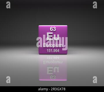 Cube with Europium number 63 periodic table Stock Photo - Alamy