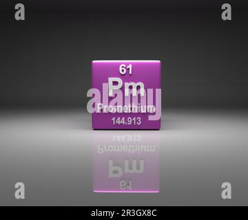 Cube with Promethium number 61 periodic table, 3d rendering Stock Photo ...