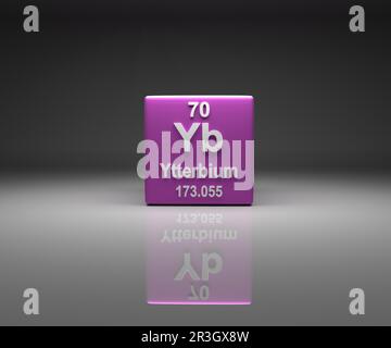 Cube with Ytterbium number 70 periodic table Stock Photo - Alamy
