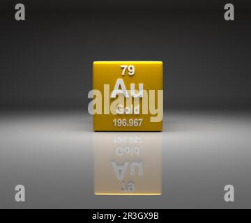 Cube with Gold number 79 periodic table, 3d rendering Stock Photo - Alamy